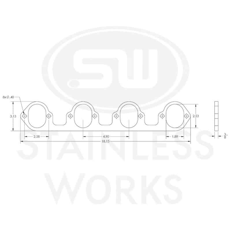 Big Block Ford 2 1/4" Tall Oval Port Stainless Header Flanges